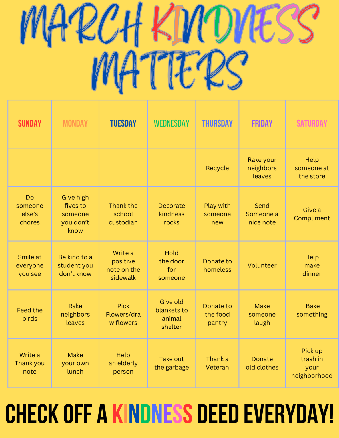 March Kindness – Fruit Cove Middle School